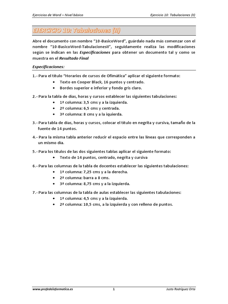 Ejercicios de Tabulaciones en Word | PDF | Software de oficina | Suites ...