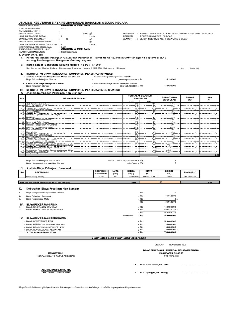 Form Analisis Biaya GWT POLTEK 2021 | PDF