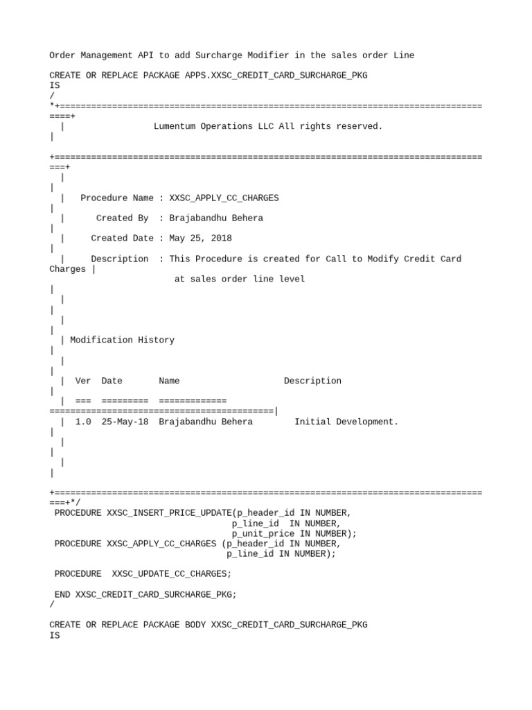 OL Modifier XXSC CREDIT CARD SURCHARGE PKG | PDF | Software | Computer ...