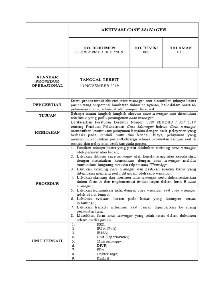 Spo Aktivasi Case Manager | PDF