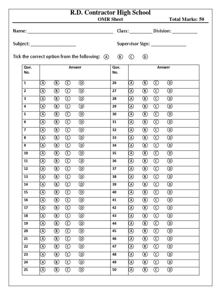 OMR Sheet 50 Marks and Other | PDF | Application Software | Software