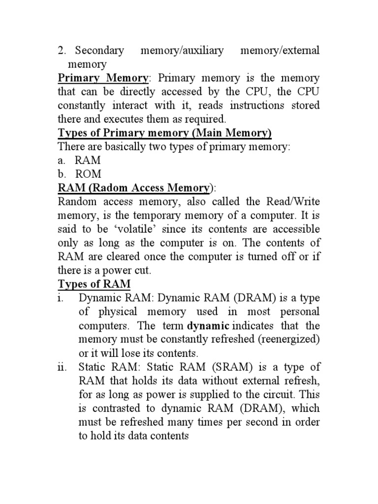 SS 1 COMPUTER STUDIES 3RD TERM Updated Note | PDF | Random Access ...