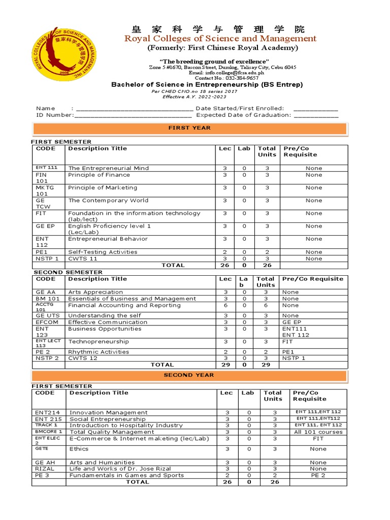 Prospectus - BS Entrep-UPDATED 04 AUG2021 | PDF | Business | Curriculum