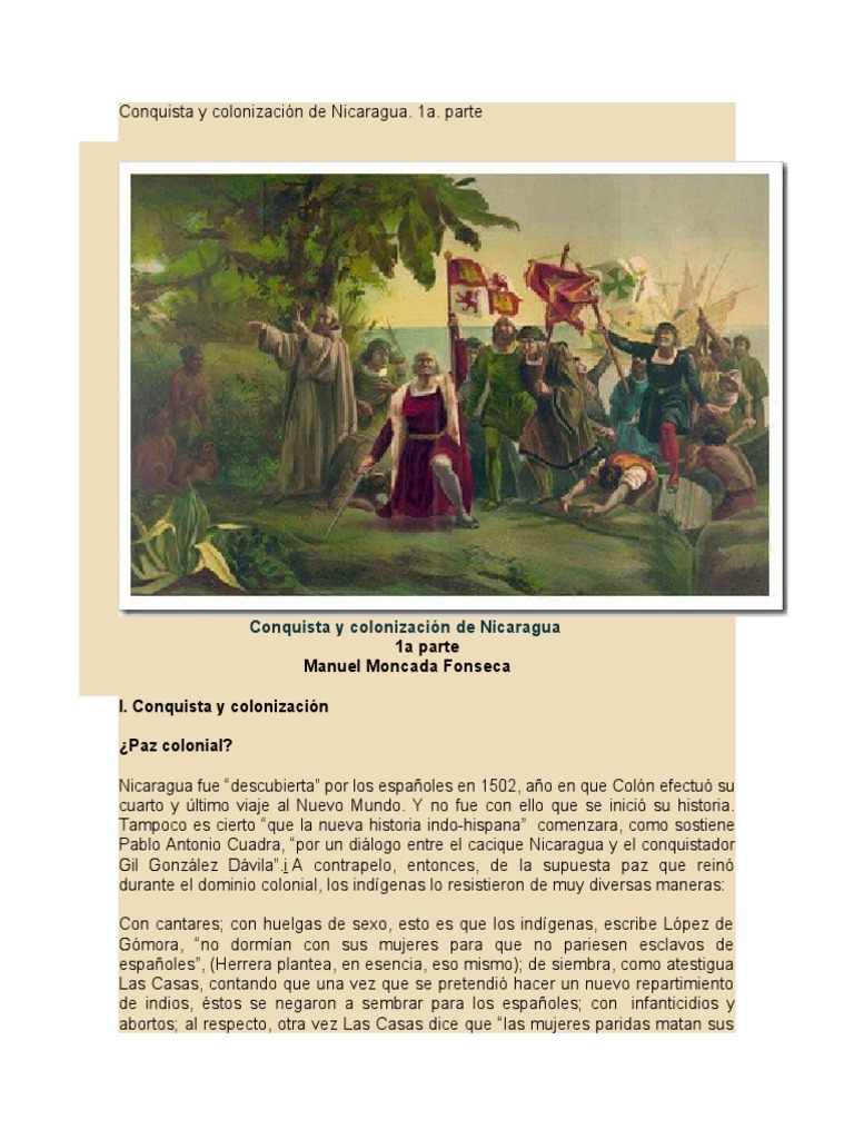 Conquista y Colonización de Nicaragua | PDF | Colonialismo | Esclavitud