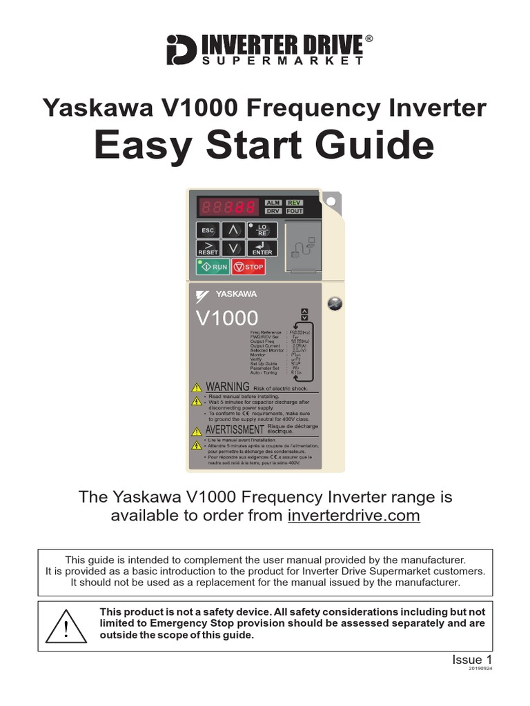Yaskawa V1000 Easy Start Guide | PDF | Electric Motor | Power Inverter