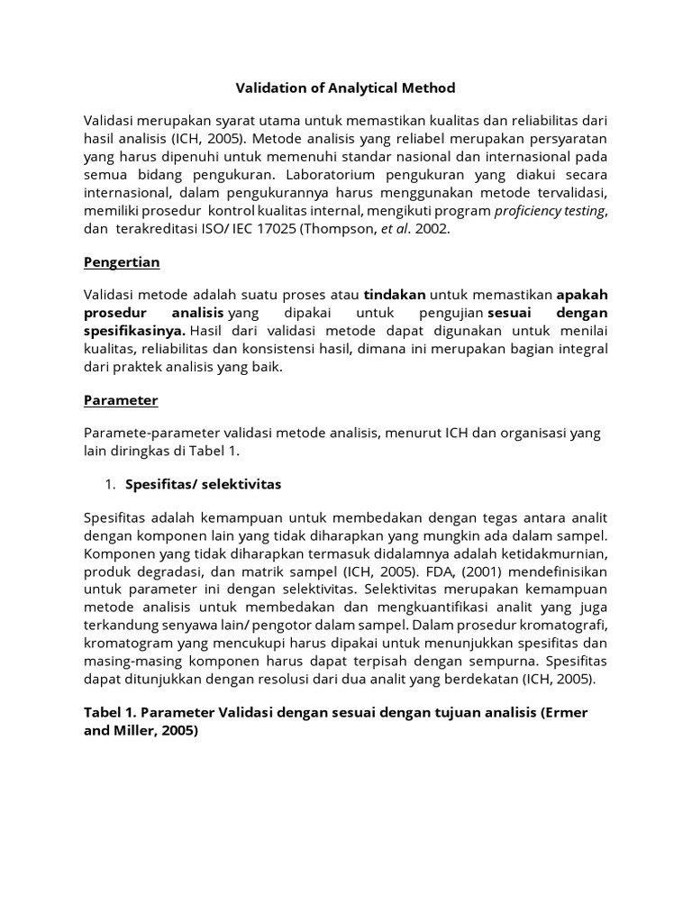 Validation of Analytical Method | PDF
