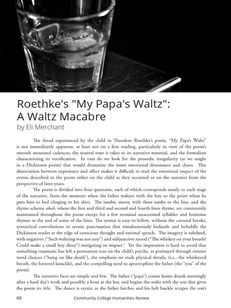 Roethke My Papas Waltz | PDF | Poetry