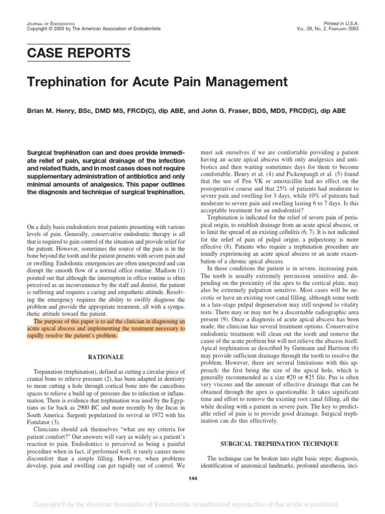 Trephination For Acute | PDF | Surgery | Pain