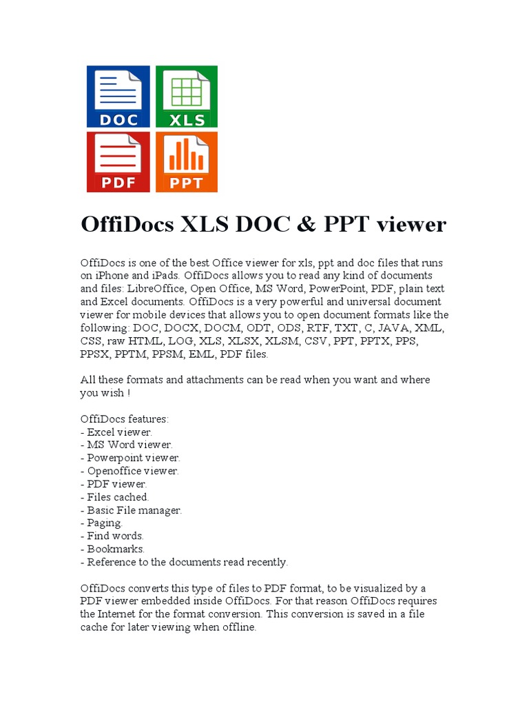OffiDocs XLS DOC PPT Editor | PDF