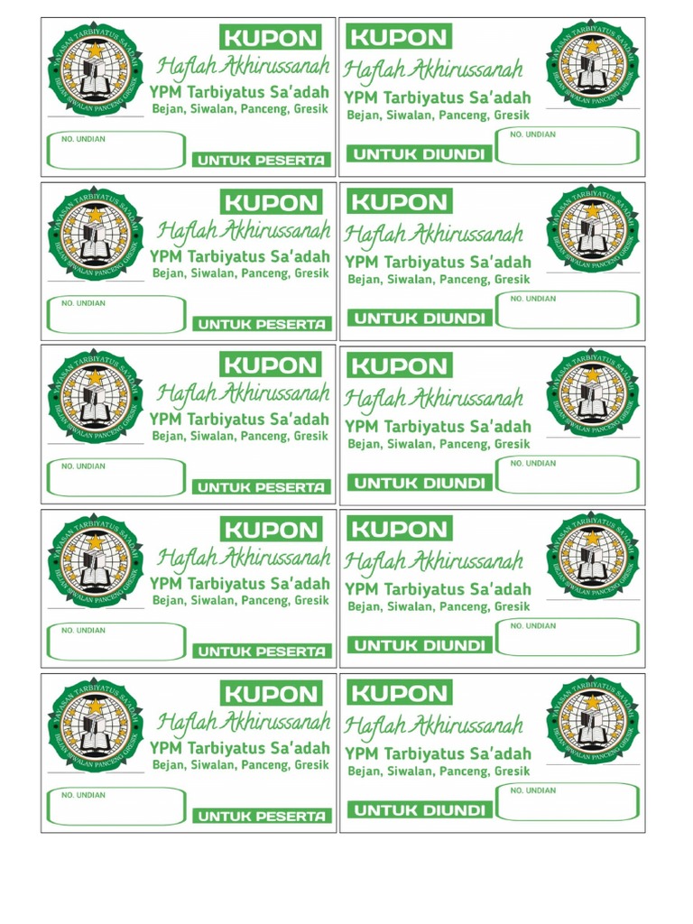 Contoh Kupon Doorprize | PDF