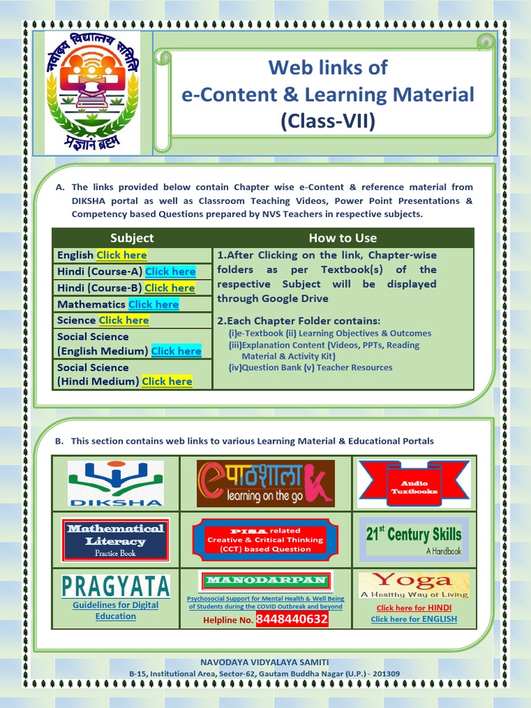 Class VII E-Content Links (Final) | PDF