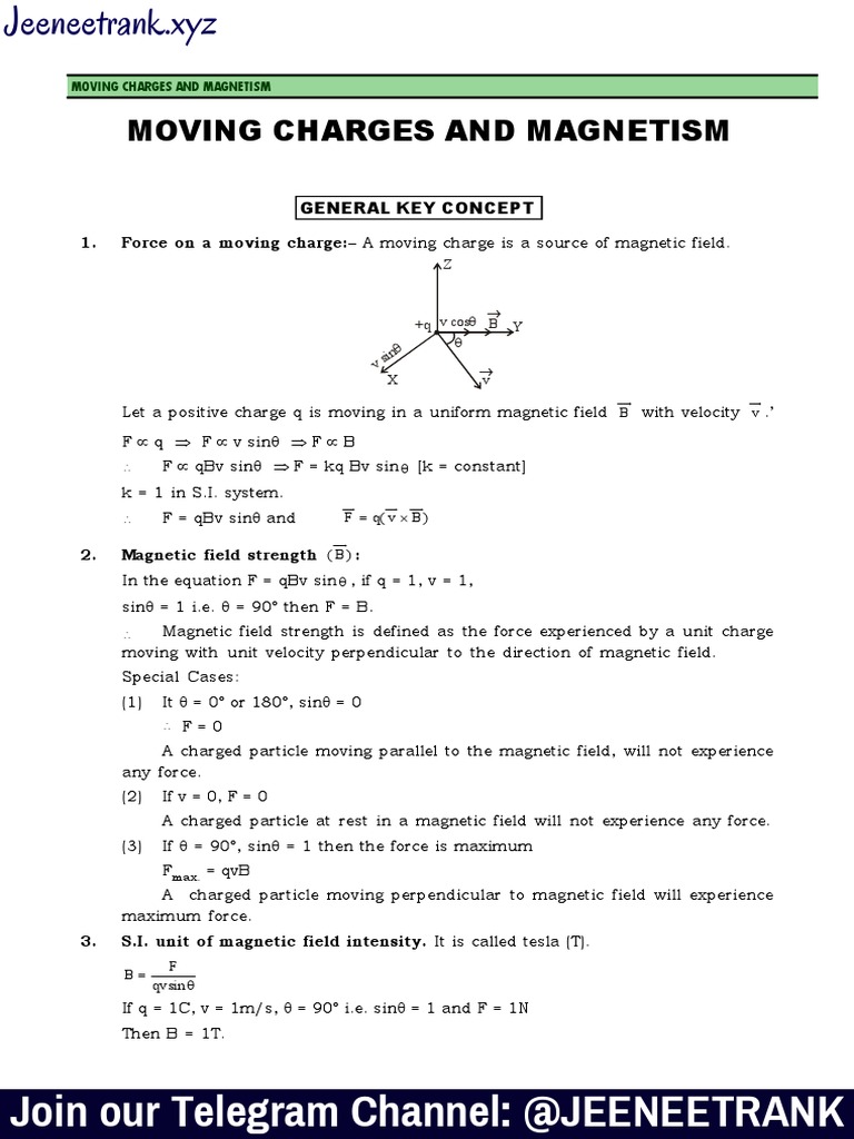 Moving Charges and Magnetism | PDF | Magnetic Field | Force