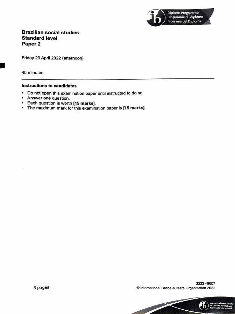 IB BSS Paper 2 - Abril 2022 | PDF | Brasil