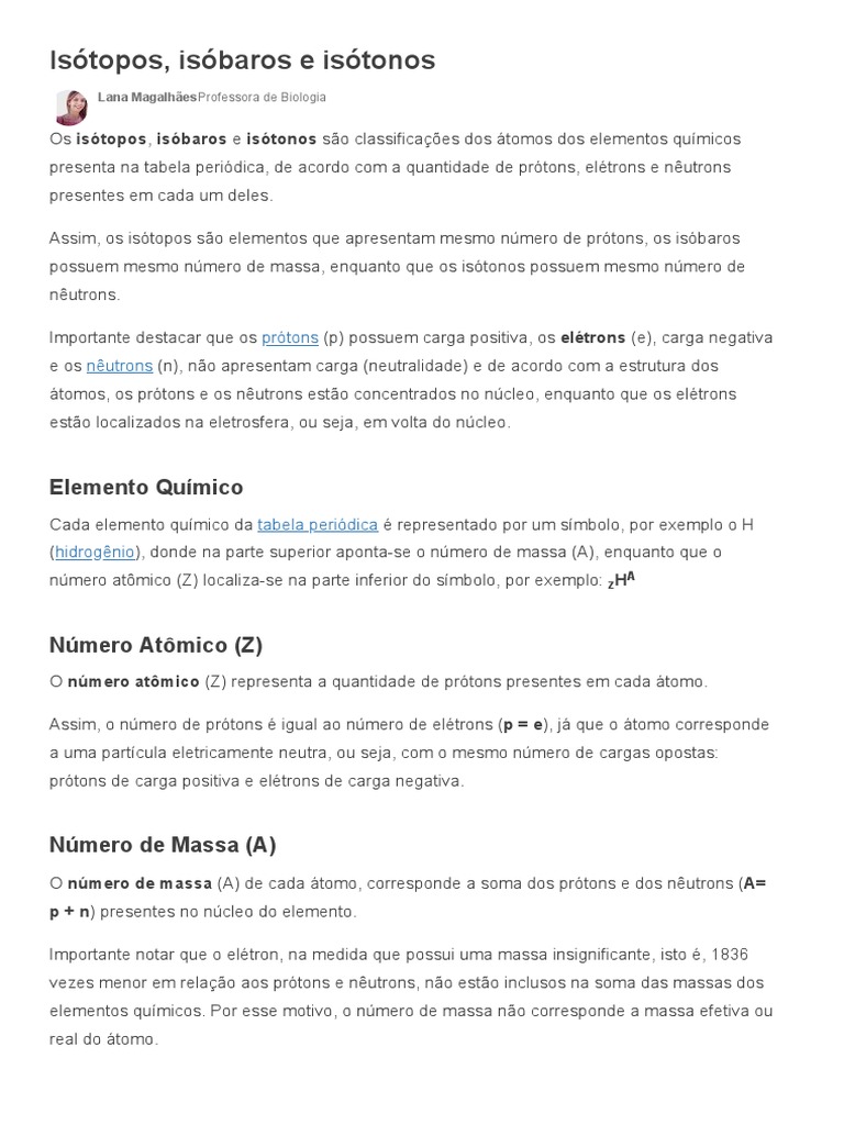 Isótopos Isóbaros E Isótonos Toda Matéria Pdf