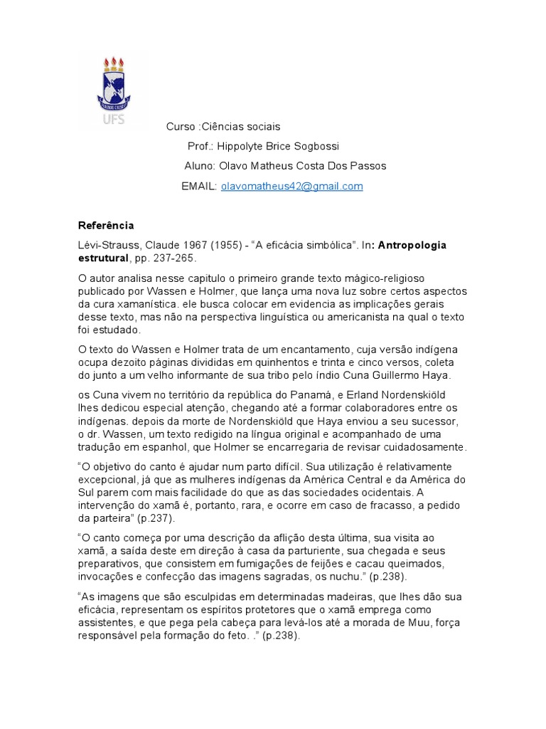 Fichamento 1, OLAVO MATHEUS COSTA DOS PASSOS | PDF | Psicanálise | Psicologia