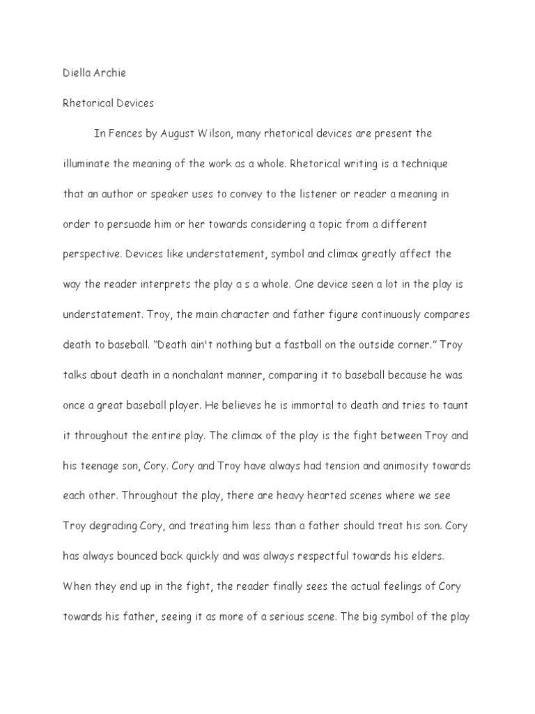 August Wilson Drama "Fences" | PDF | Fences (Play)