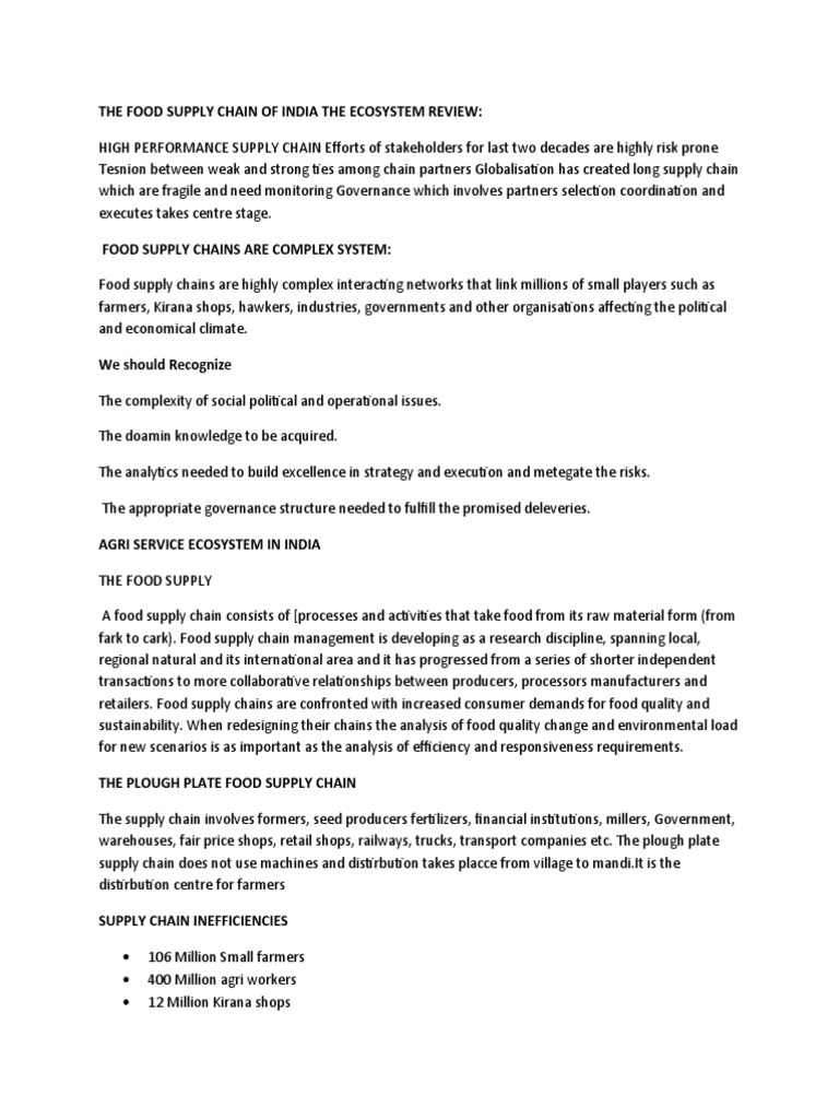 The Food Supply Chain of India The Ecosystem | PDF | Logistics ...
