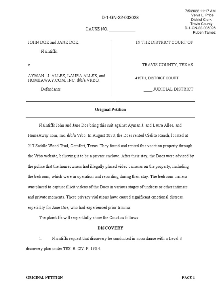 Travis Co Lawsuit Against Vrbo, Rental Owners in Comfort | PDF ...