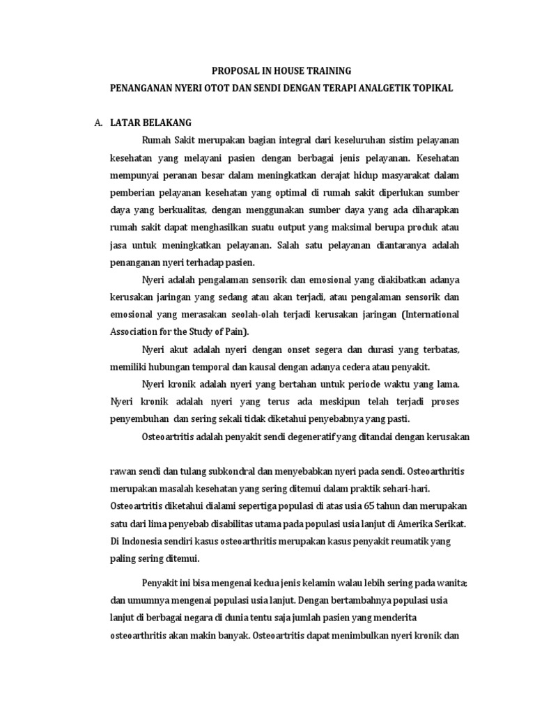 Proposal in House Training Analgetik Topikal-1 | PDF