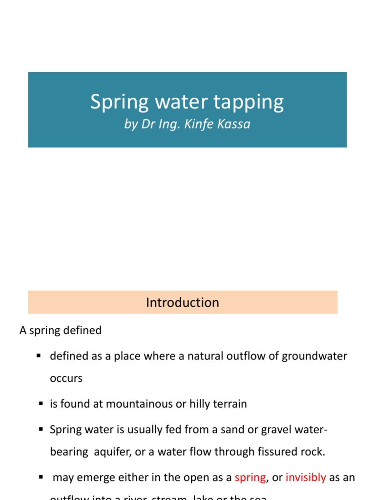 3 - Spring Water Tapping | PDF | Groundwater | Aquifer