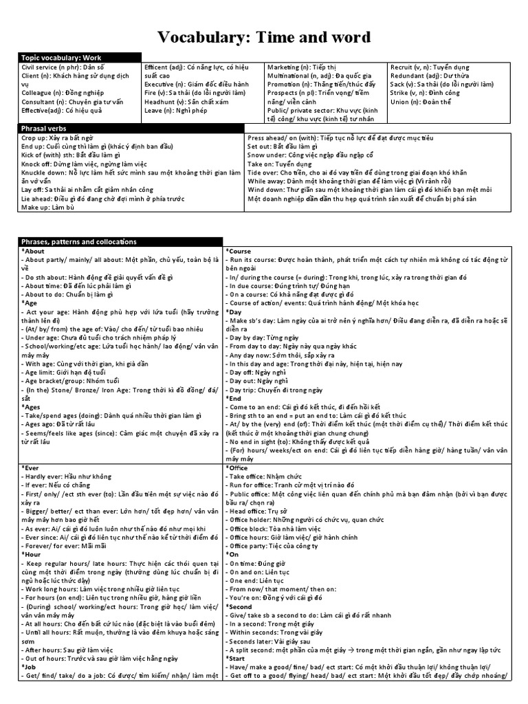 Vocabulary - Time and Word | PDF
