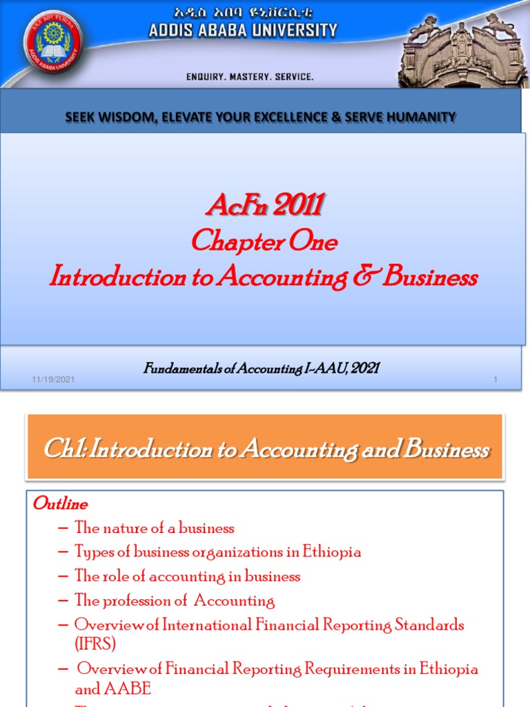Acfn 2011 Chapter One Introduction To Accounting & Business: Seek ...