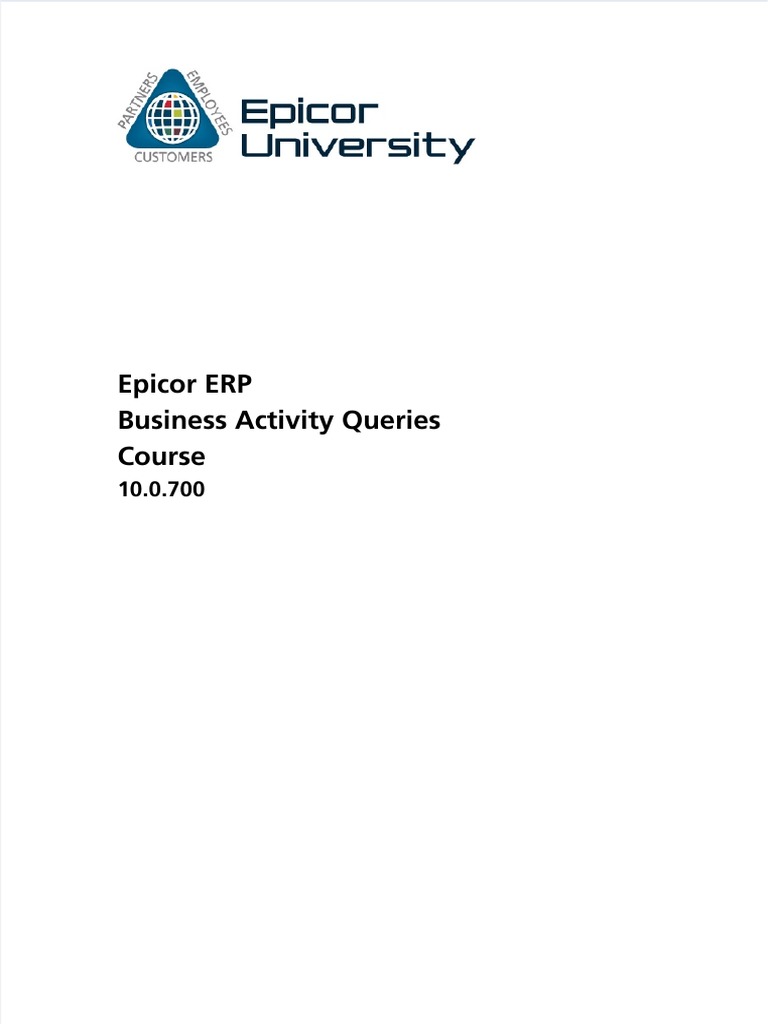 Epicor ERP Business Activity Queries Course | PDF | Databases | Database Index