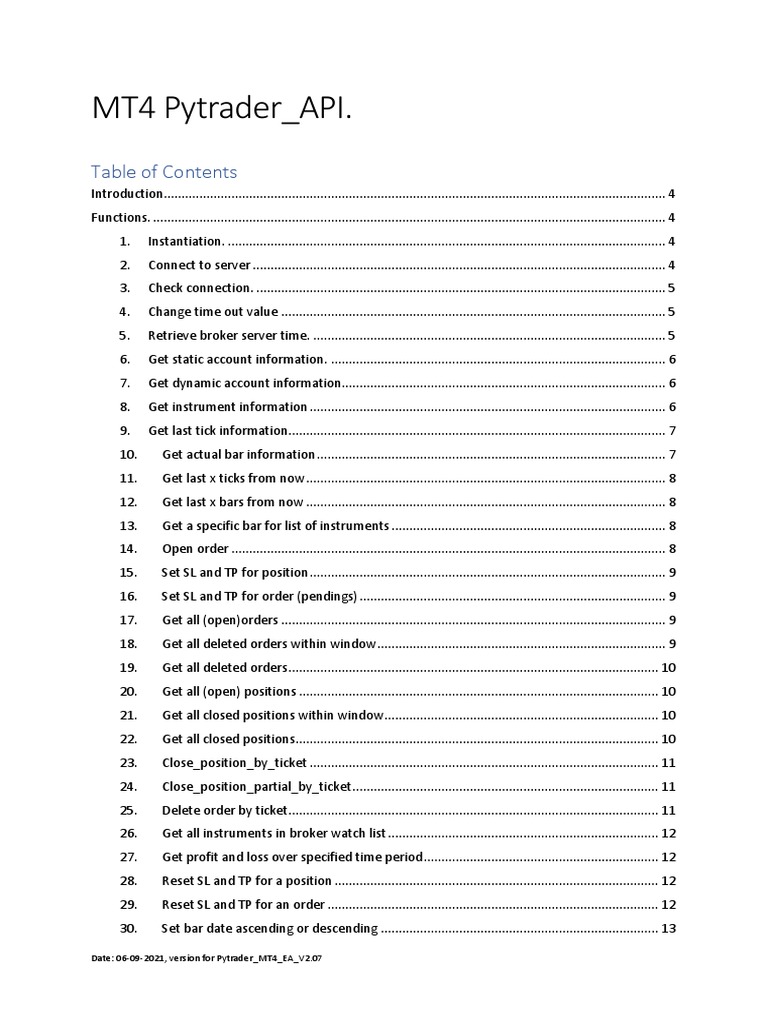 MT4 Pytrader API Guide for Traders | PDF | Python (Programming Language) | Computing