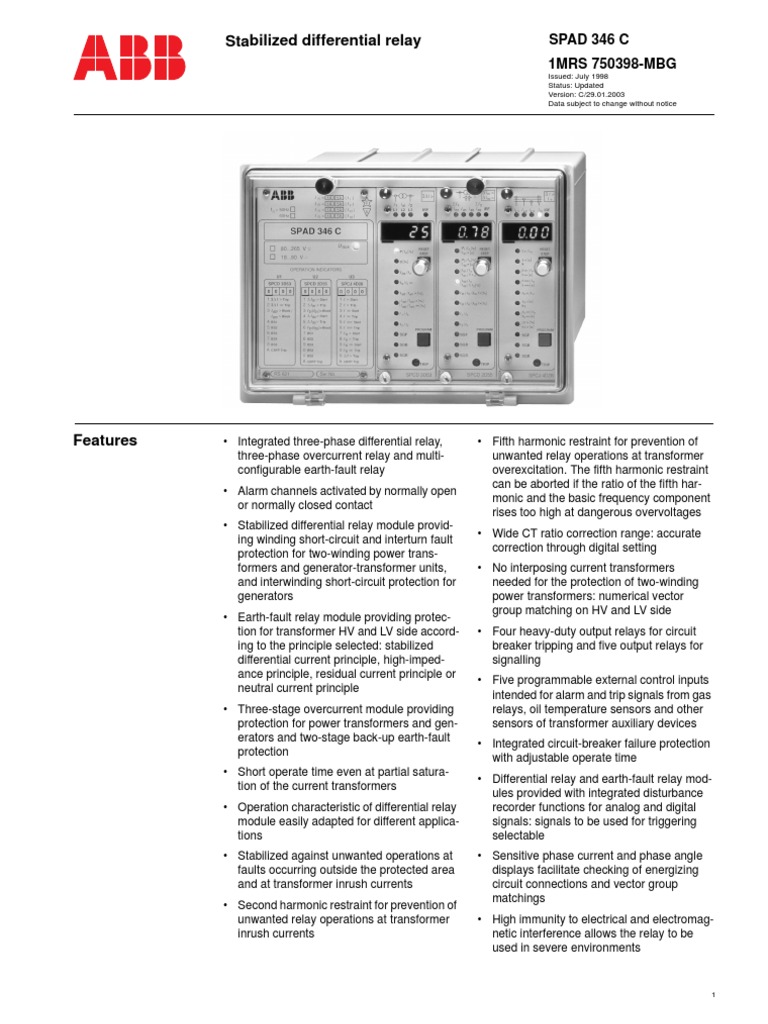 Spad346 Tobenc | PDF | Relay | Transformer