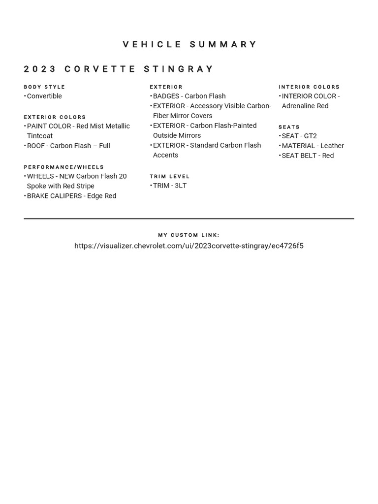 2023 Corvette Stingray | PDF