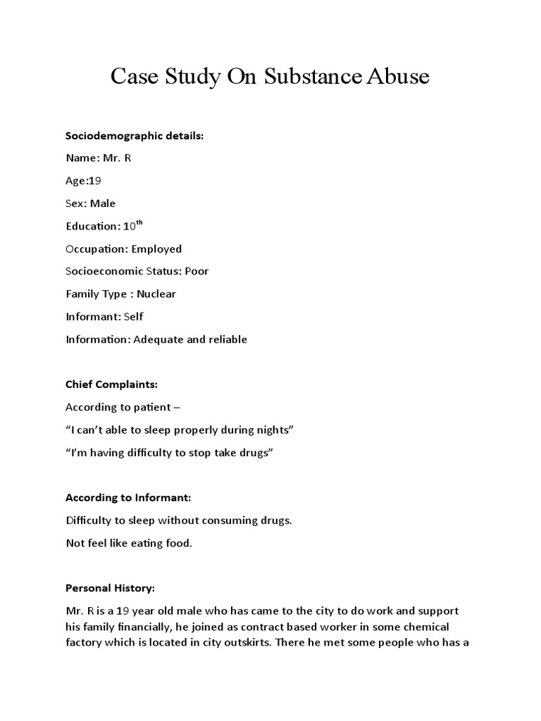 Case Study On Substance Abuse | PDF | Medicine | Epidemiology
