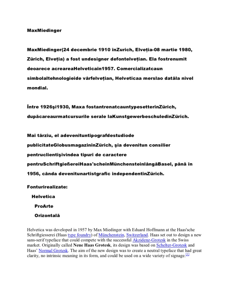 Max Miedinger | PDF | Helvetica | Typefaces