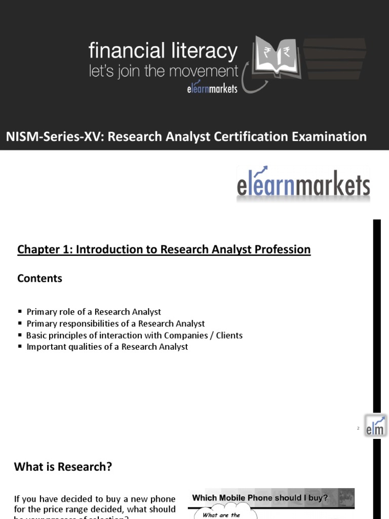 NISM-Series-XV: Research Analyst Certification Examination: An ...