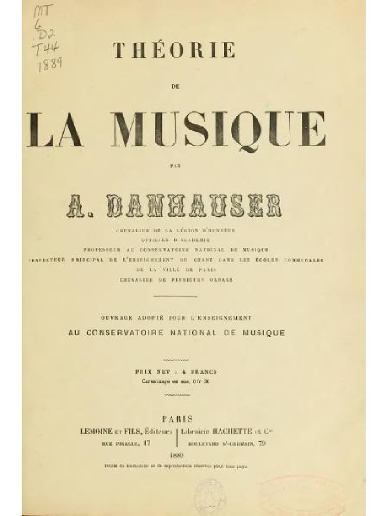 Théorie de la Musique de Danhauser | PDF | Compositions musicales ...