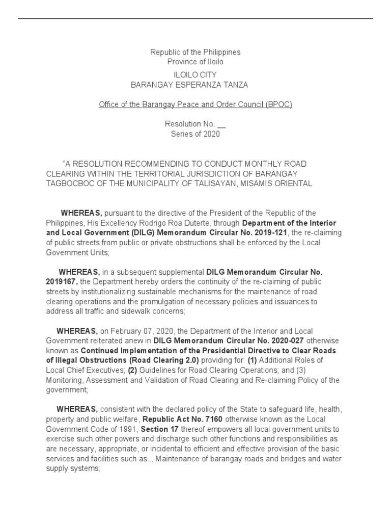 Resolution Road Clearing | Download Free PDF | Government | Justice