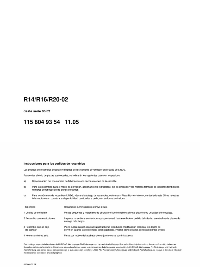 Linde R16-20 Manual Partes | PDF | Transporte de tierra | Industria ...