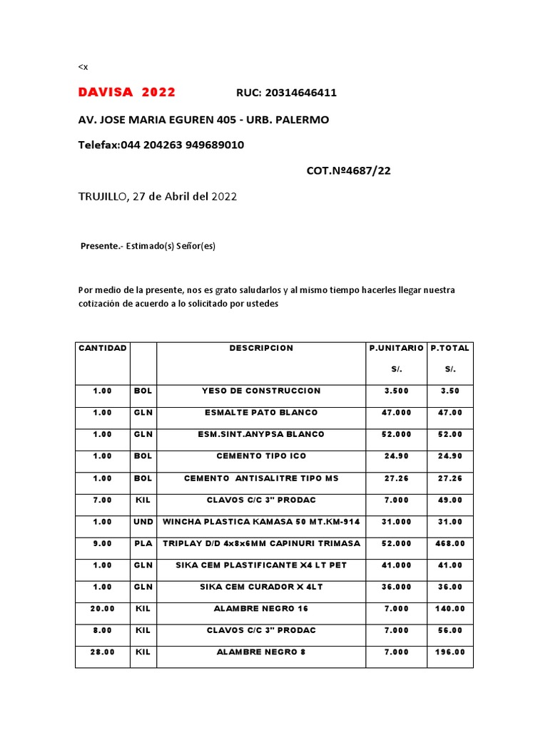 Coti Materiales 27-04 - 22 | PDF