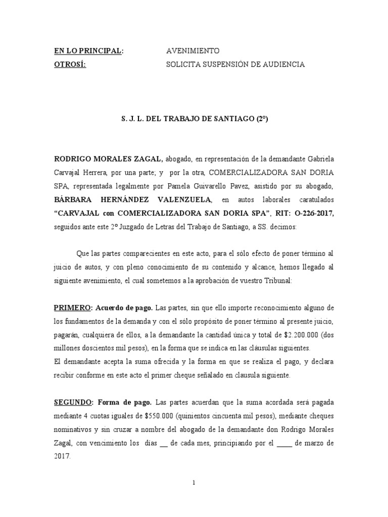 Avenimiento O-226-2017 2 | PDF