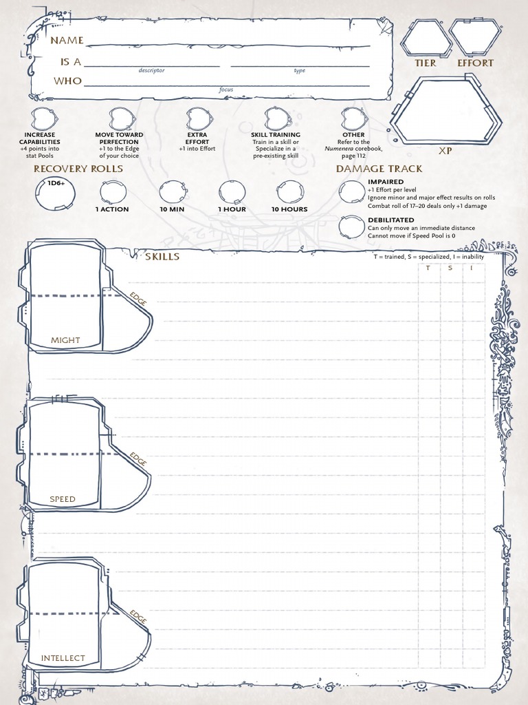 Numenera Character Sheet Overview | PDF | Role Playing Games | Gaming