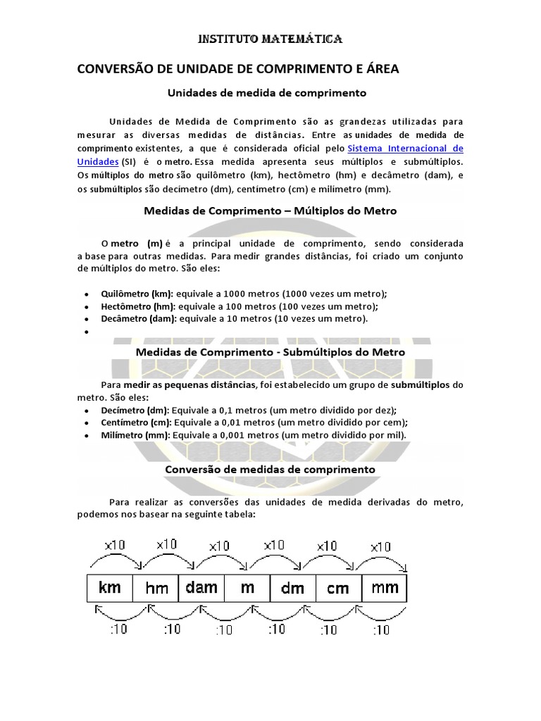 PD Conversão de Unidade de Comprimento e Área | PDF | Metro | Quilômetro