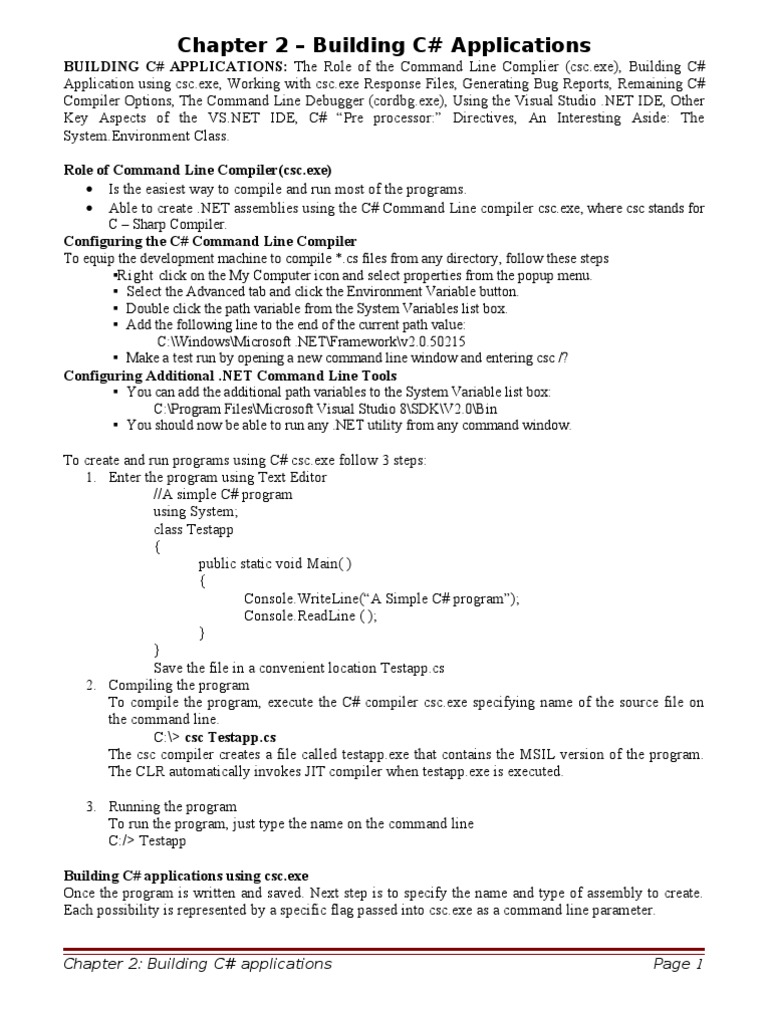 Chapter 2 New Pdf C Sharp Programming Language Command Line Interface