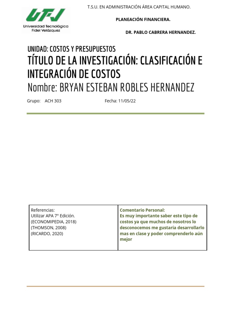 Clasificación de Costos: Fijos, Variables y Mixtos | PDF | Costo | Business