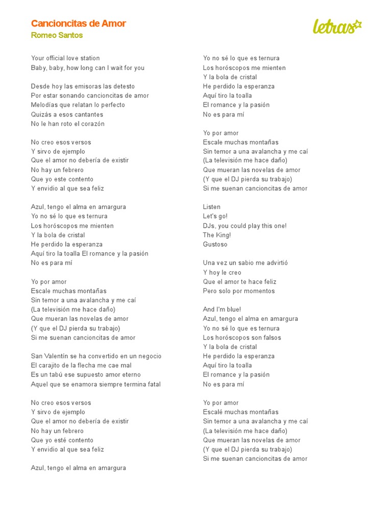 Cancioncitas de Amor - Romeo Santos (Impresión) | PDF | Amor