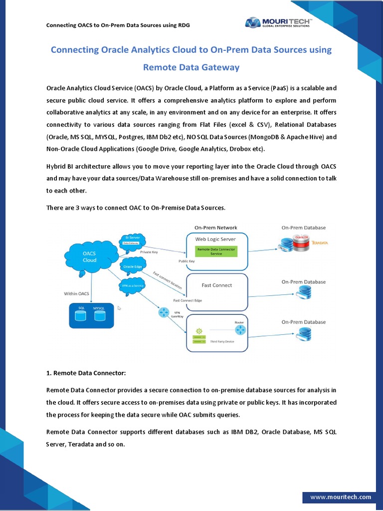 Connecting OACS To On Prem Data Sources Using RDG Satish C 3 | PDF | Cloud Computing | Oracle ...