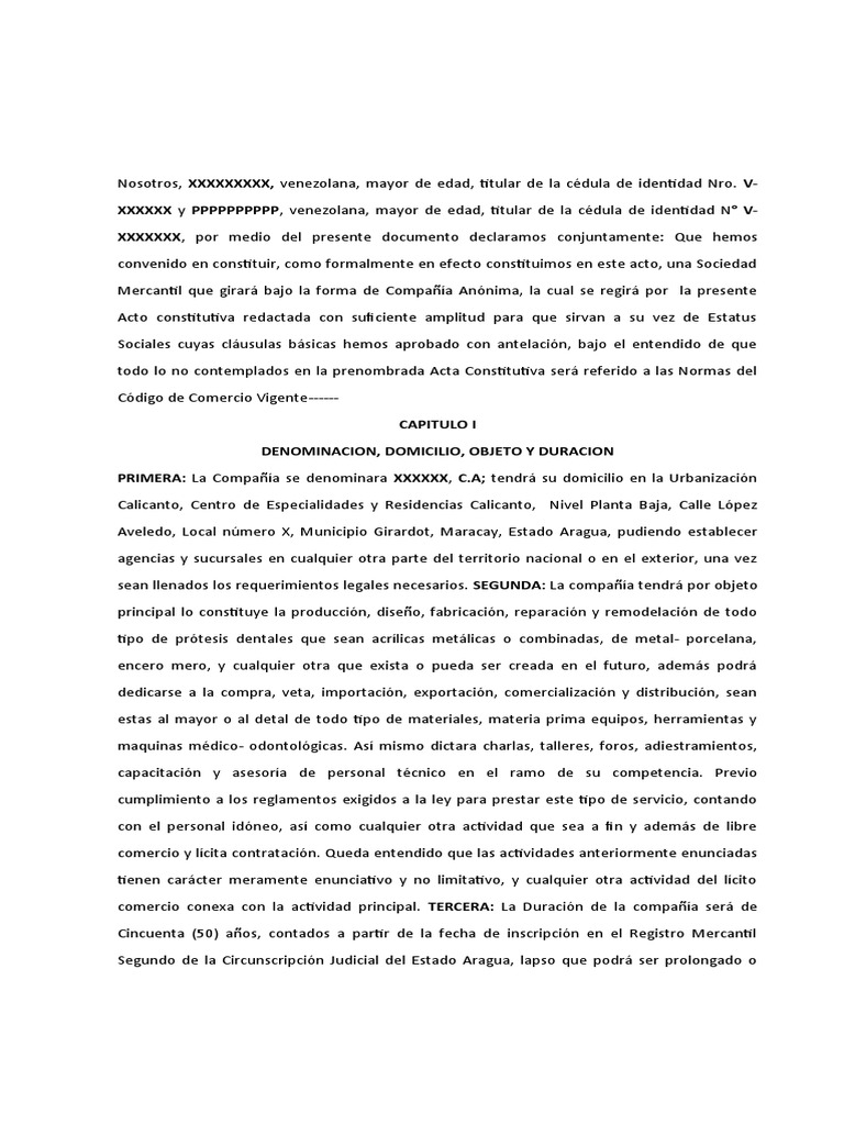 Acta Constitutiva de Pyme 1 | PDF | Dividendo | Compartir (Finanzas)