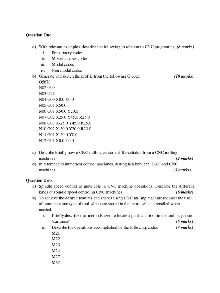 Cadcam Questions | PDF | Numerical Control | Manufactured Goods