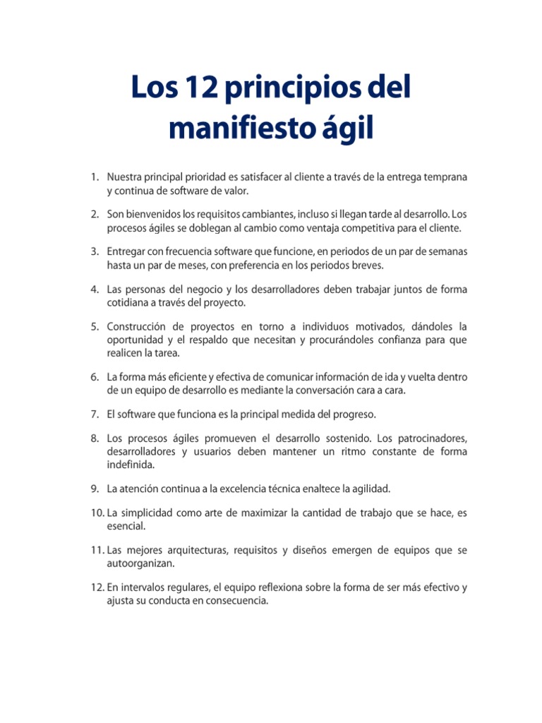 Los 12 Principios Del Manifiesto Ágil | PDF