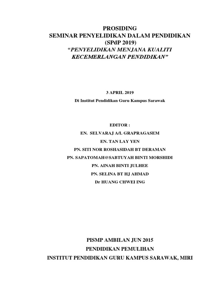 Prosiding Pendidikan Pemulihan 2019 | PDF