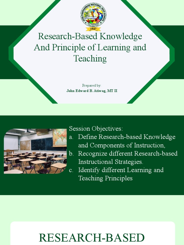 Research-Based Knowledge and Principle of Learning and Teaching | PDF ...