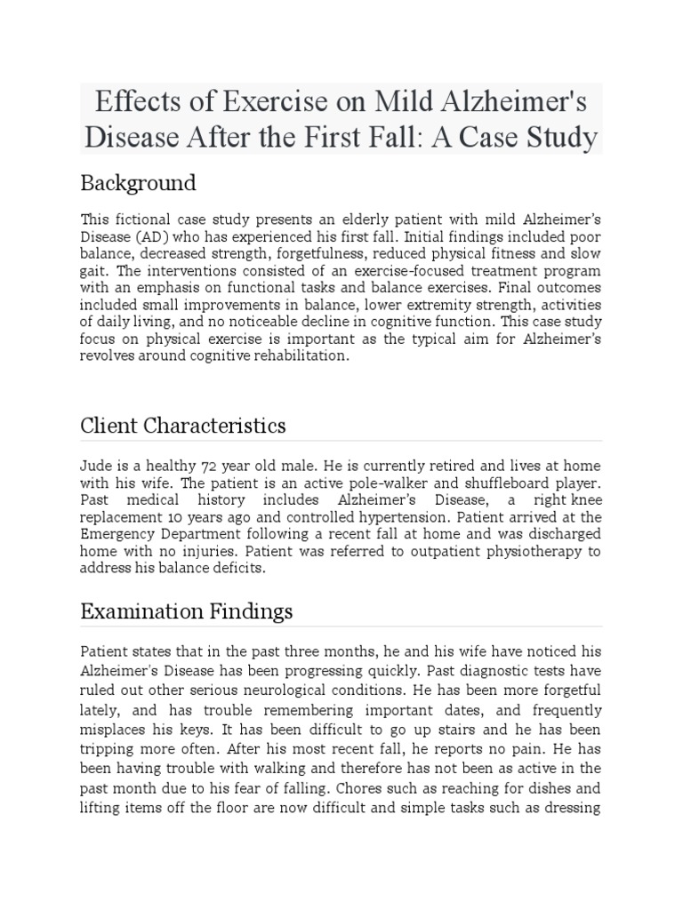 Alzheimer's Case Study | PDF | Balance (Ability) | Alzheimer's Disease
